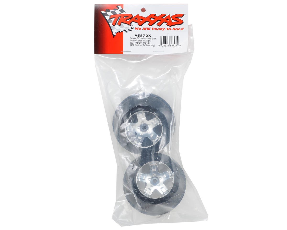 5872X Traxxas Dual Profile Short Course Wheels (Satin Chrome/Black) (2 ...